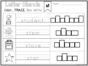 40 Printable Blends Color, Trace, and Box Write Wo - Made By Teachers