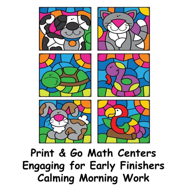 Telling Time Color by Number Pets Theme - Made By Teachers