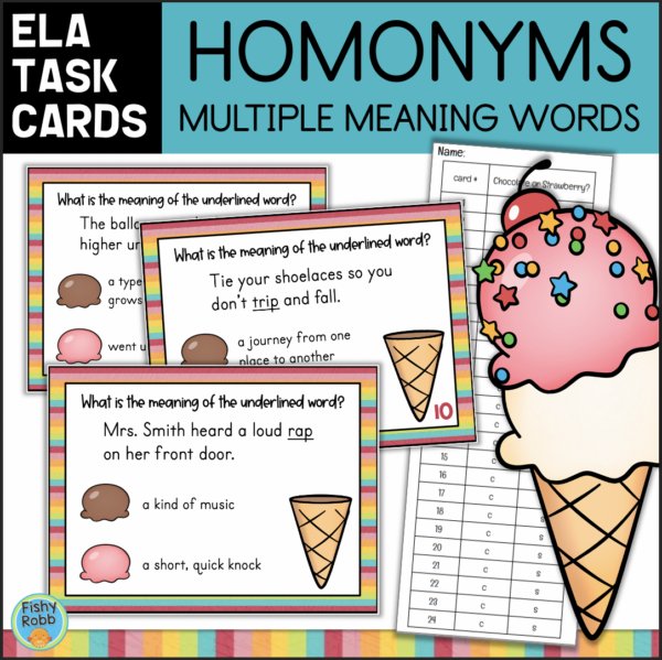 Multiple Meaning Words HOMONYMS Task Cards - Made By Teachers