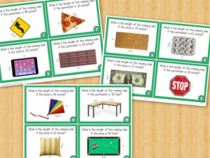 Area & Perimeter Task Cards Find the Missing Side - Made By Teachers