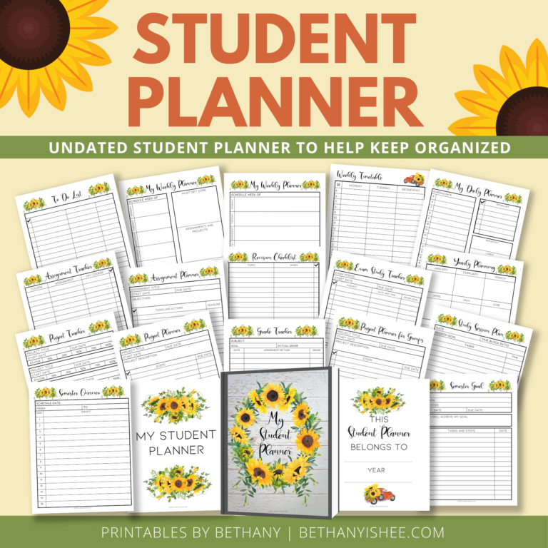 Sunflower Student Planner | Undated Daily, Weekly, | Made By Teachers
