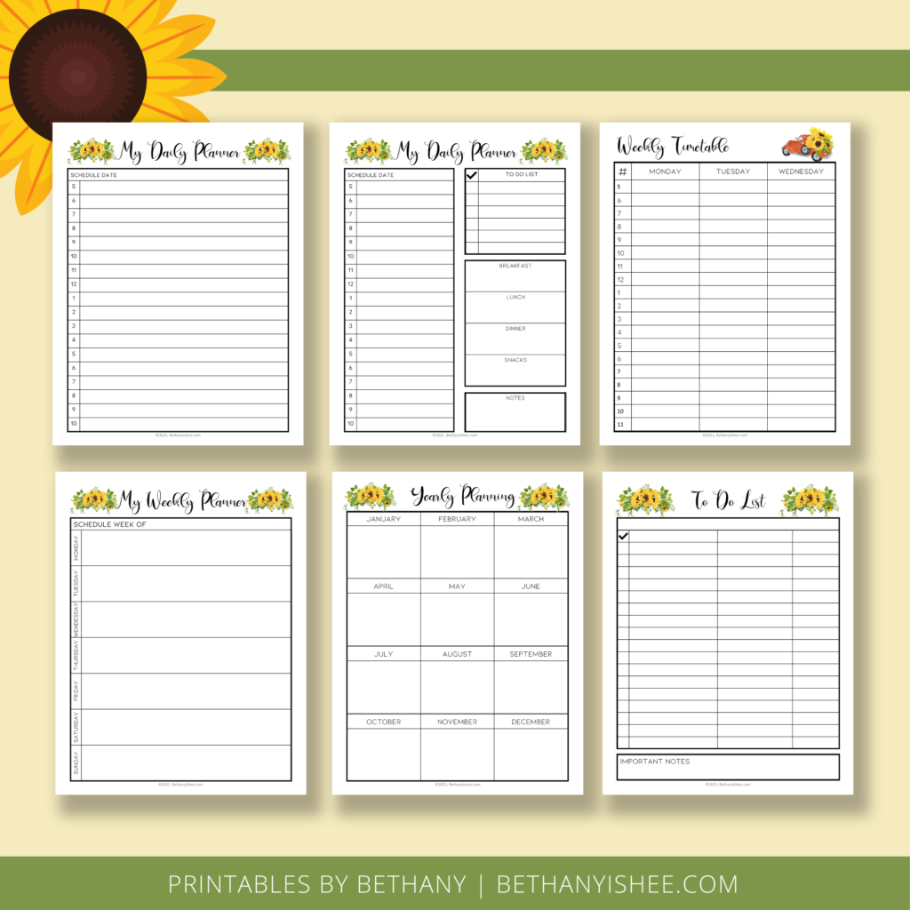 Sunflower Student Planner | Undated Daily, Weekly, | Made By Teachers