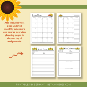 Sunflower Student Planner | Undated Daily, Weekly, | Made By Teachers