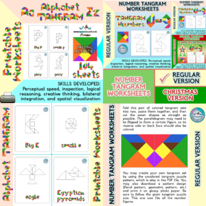 Alphabet and Number Tangram Puzzle Worksheets | Made By Teachers