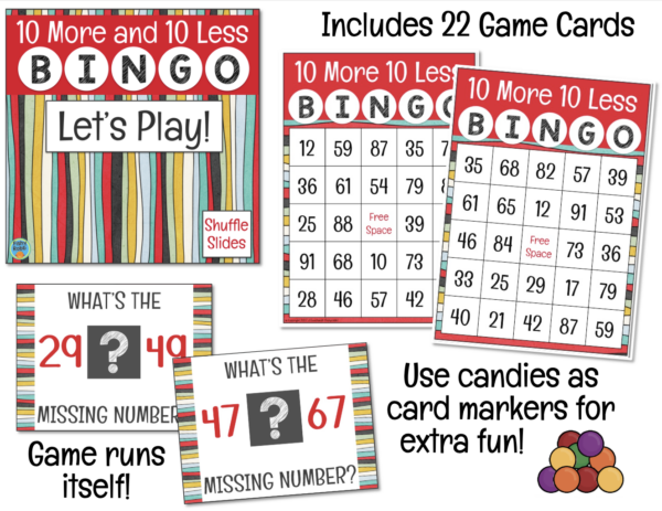 10 More 10 Less Game Math Bingo for Powerpoint - Made By Teachers