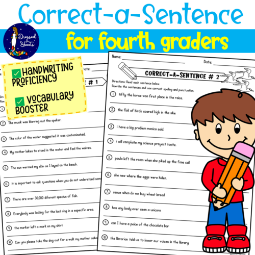 Correct-a-Sentence for Fourth Graders EDITABLE | Made By Teachers
