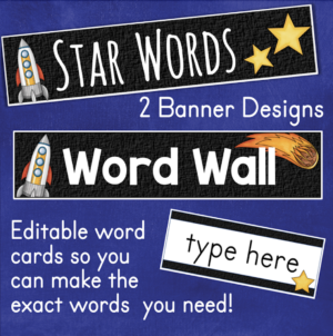 Space Word Wall Letters + EDITABLE Word Cards - Made By Teachers