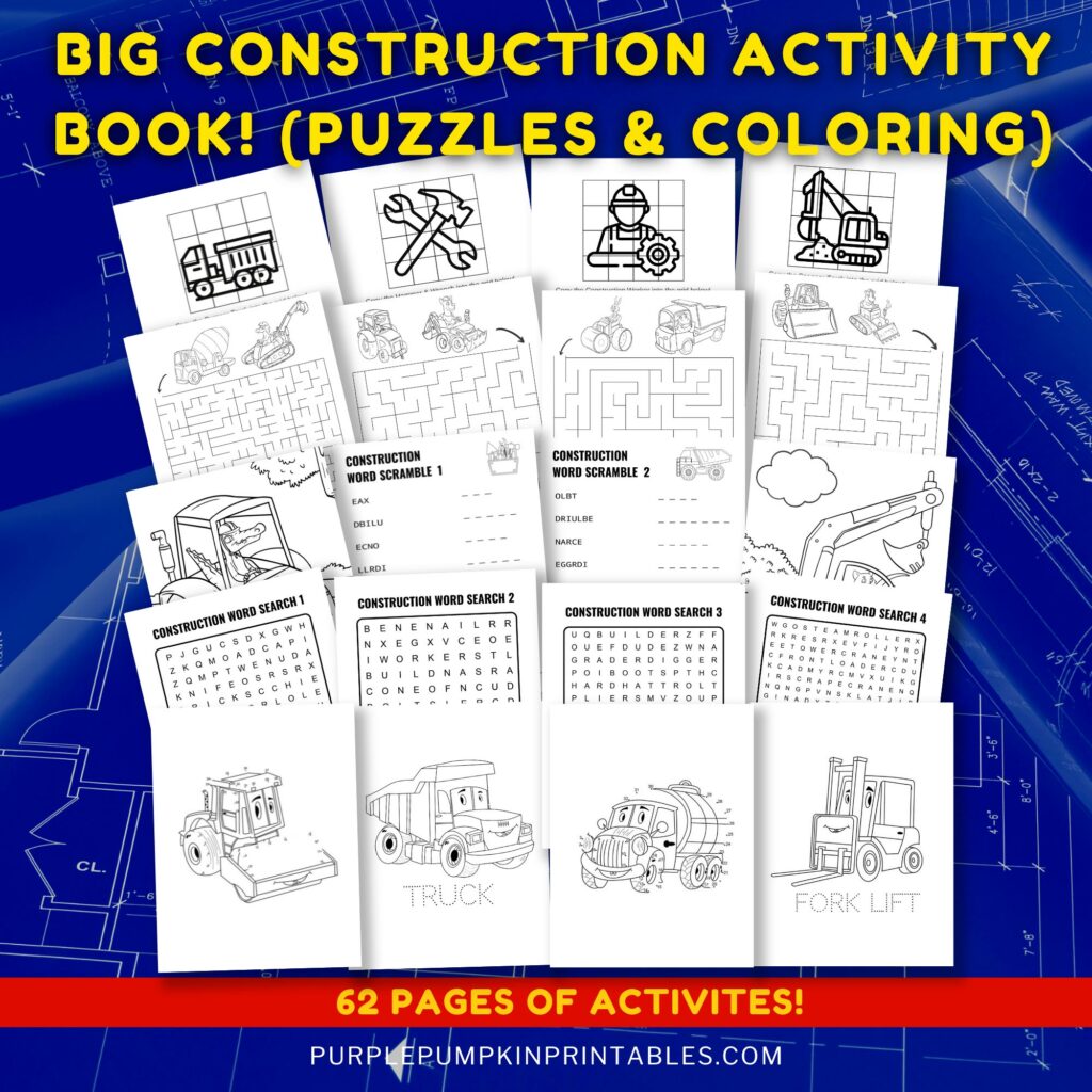 62-Page Printable Big Construction Activity Book! - Made By Teachers