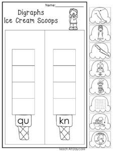 10 Printable Digraphs Ice Cream Worksheets - Made By Teachers
