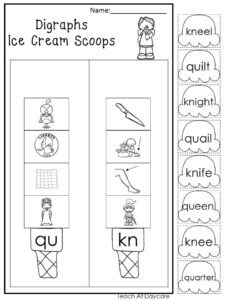 10 Printable Digraphs Ice Cream Worksheets - Made By Teachers