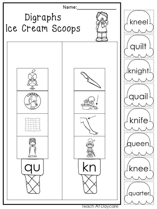 10 Printable Digraphs Ice Cream Worksheets - Made By Teachers