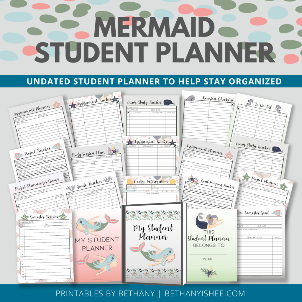Mermaid Student Planner | Undated, Printable | Made By Teachers