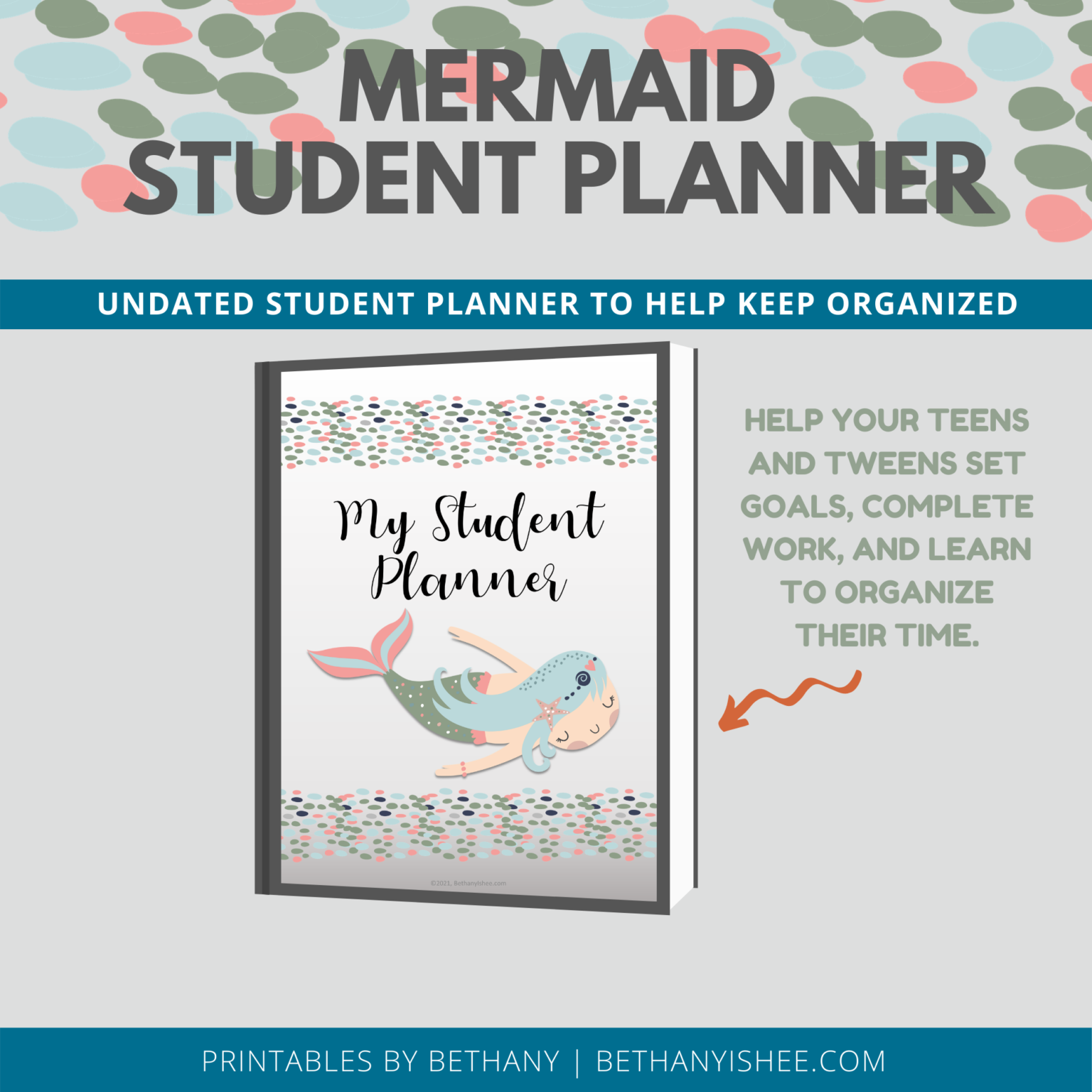 Mermaid Student Planner | Undated, Printable | Made By Teachers