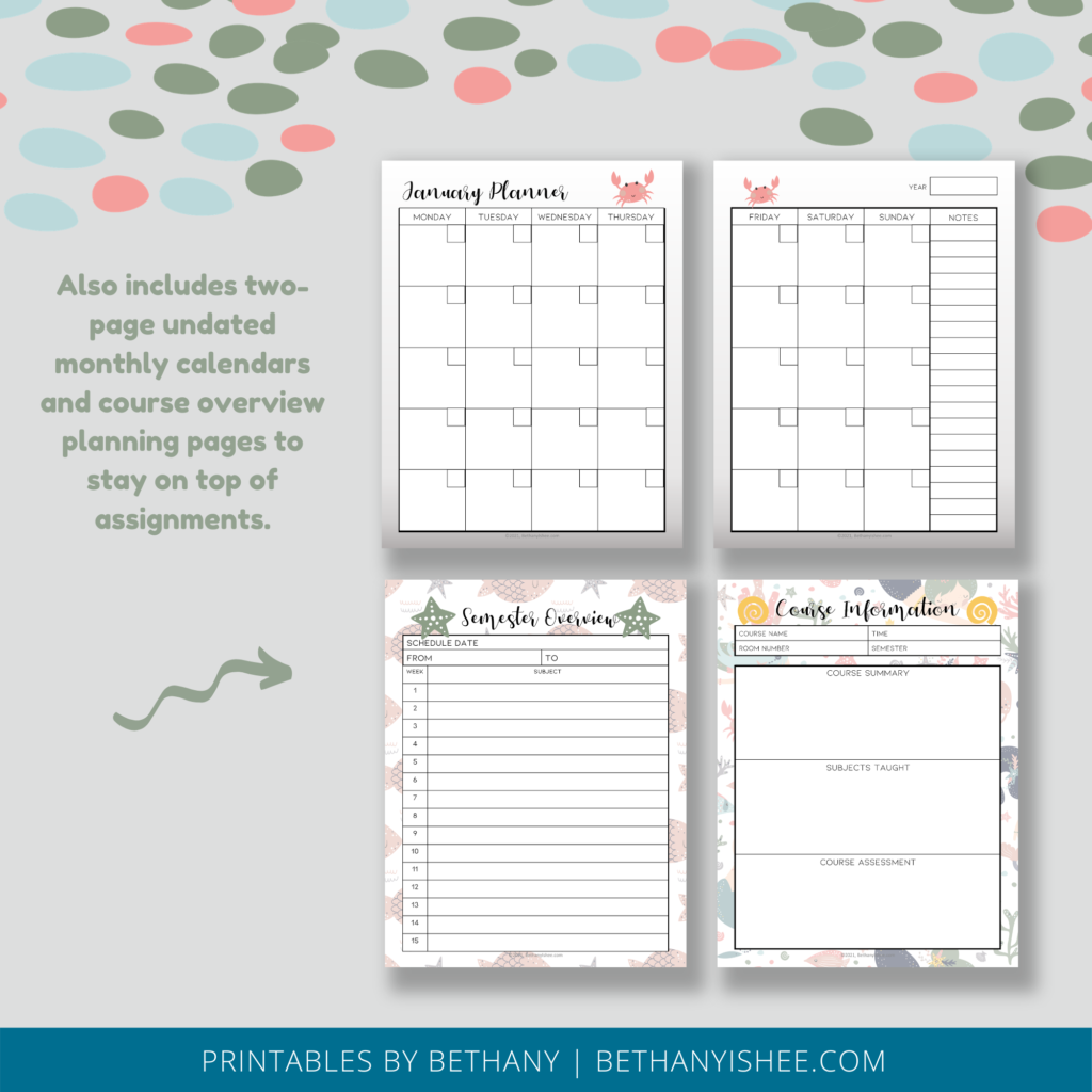 Mermaid Student Planner | Undated, Printable | Made By Teachers