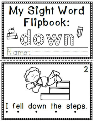Sight Word Flip Book (Flipbook) - DOWN - Made By Teachers