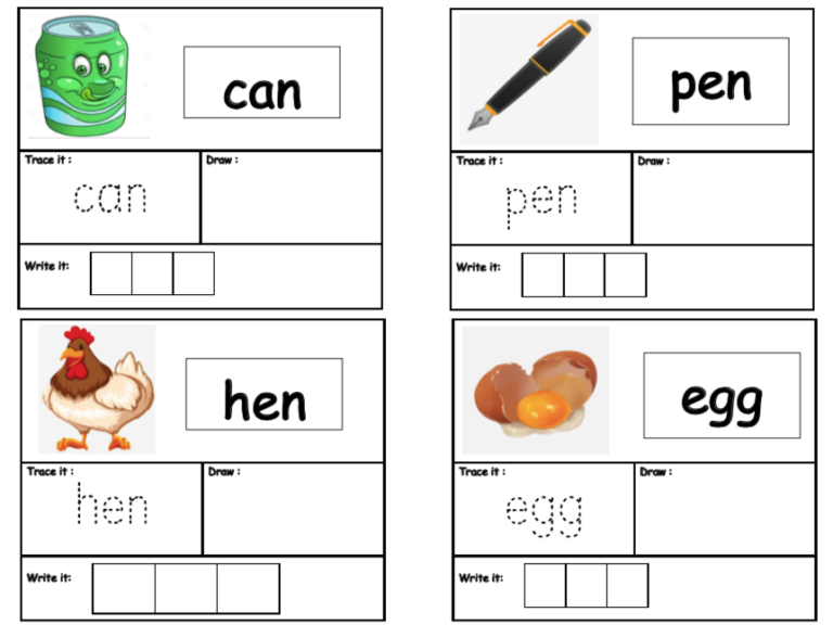 CVC - TRACE - DRAW - WRITE - 100 words | Made By Teachers