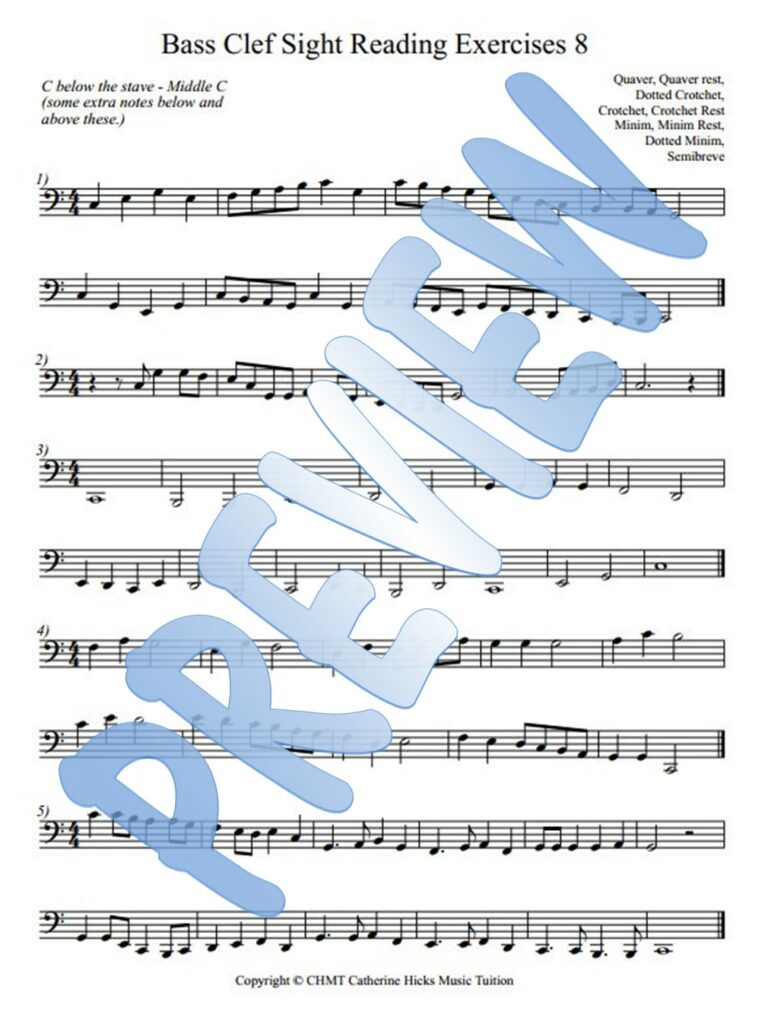 Bass Clef Sight Reading exercises 8 | Made By Teachers