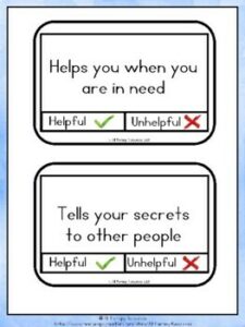 Helpful vs Unhelpful Friendship Qualities Task Cards | Made By Teachers