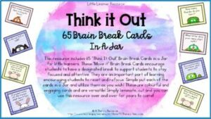 Think it Out Brain Break Cards In A Jar - 65 Cards - Made By Teachers