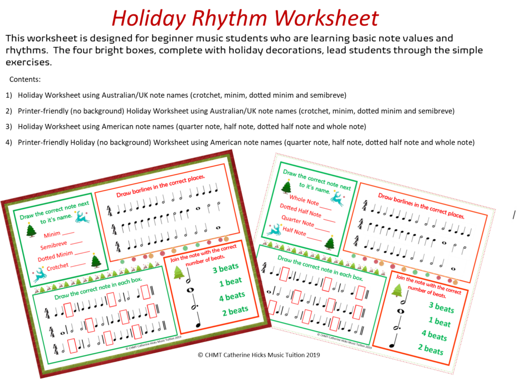Holiday RHYTHM Worksheet - Made By Teachers
