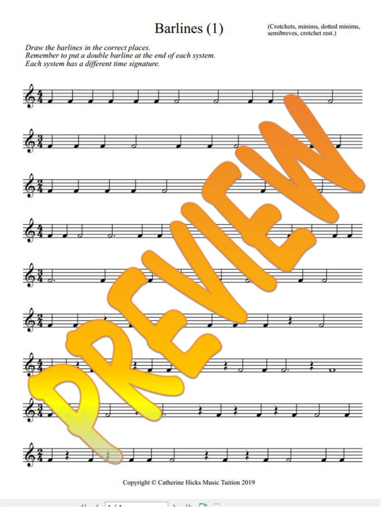 Music RHYTHM Draw the Barlines (1) | Made By Teachers