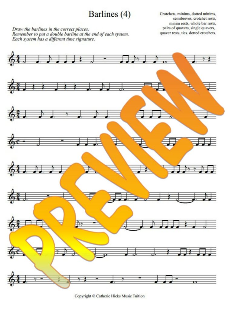 Music RHYTHM Draw the Barlines (4) | Made By Teachers