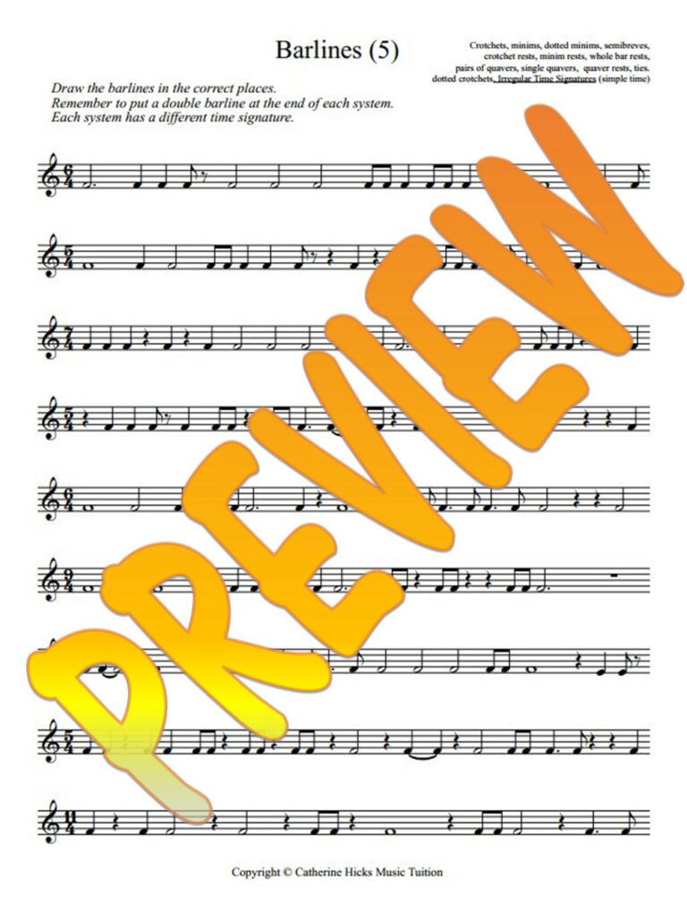 Music RHYTHM Draw the Barlines (5) | Made By Teachers