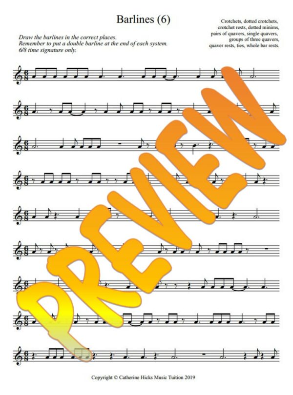 Music RHYTHM Draw the Barlines (6) | Made By Teachers