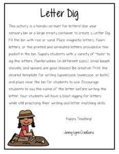 Letter Dig Preschool Literacy Center - Made By Teachers