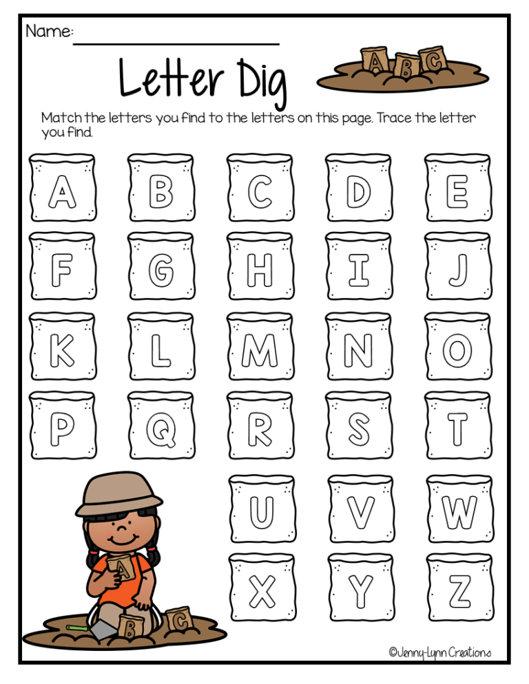 Letter Dig Preschool Literacy Center | Made By Teachers