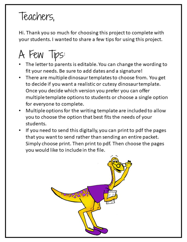My Dino Friend Editable Writing Craft | Made By Teachers