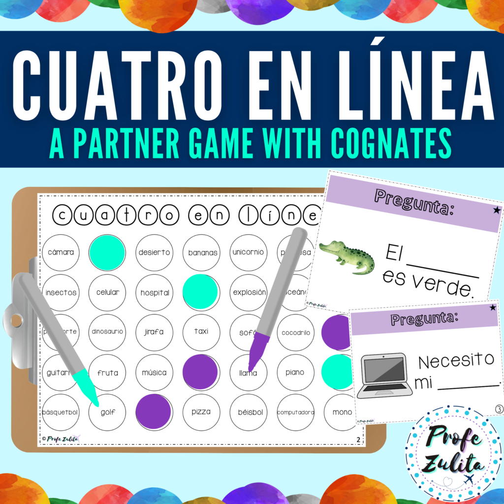 Cuatro en línea | Game for Spanish Cognates practi | Made By Teachers