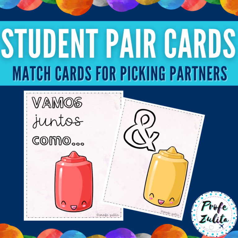 Partner Cards in Spanish | Pairing Students | Made By Teachers