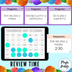 Cuatro en línea | Game for Telling Time in Spanish | Made By Teachers