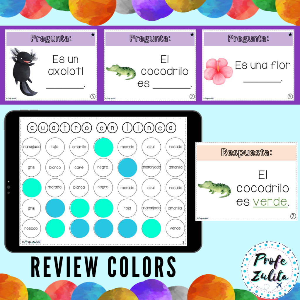 Cuatro en línea | Game for Spanish Colors - Made By Teachers