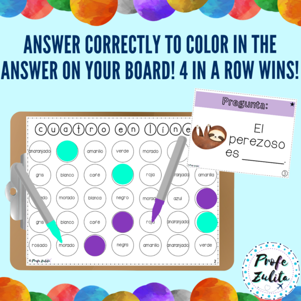 Cuatro en línea | Game for Spanish Colors | Made By Teachers