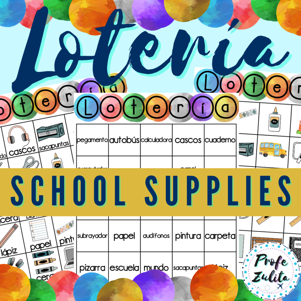 Lotería Game | Spanish School Supplies practice | Made By Teachers