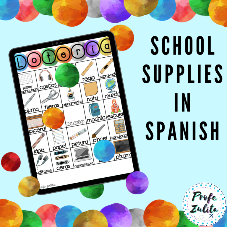 Lotería Game | Spanish School Supplies practice | Made By Teachers