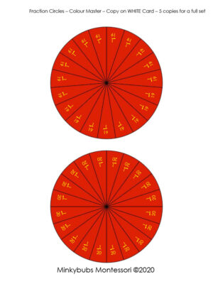 Cut-out Labeled Fraction Circles (1-20) Montessori - Made By Teachers
