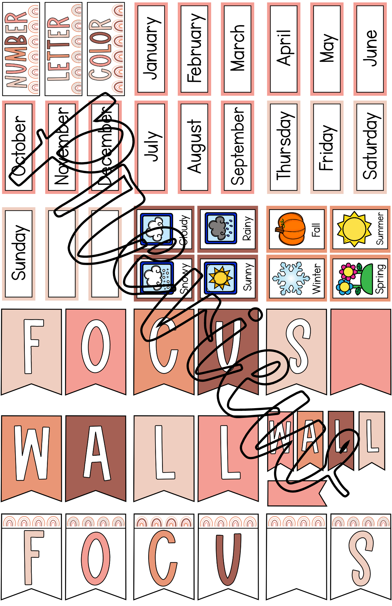 Boho Rainbow Classroom Decor Preschool Focus Wall - Made By Teachers