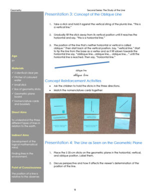 Geometry 1 Lessons Study of Line Montessori Unit 2 - Made By Teachers