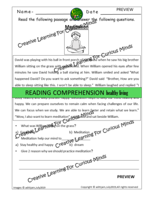 Reading Comprehension Healthy Living - Made By Teachers
