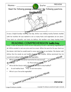 Reading Comprehension Healthy Living | Made By Teachers