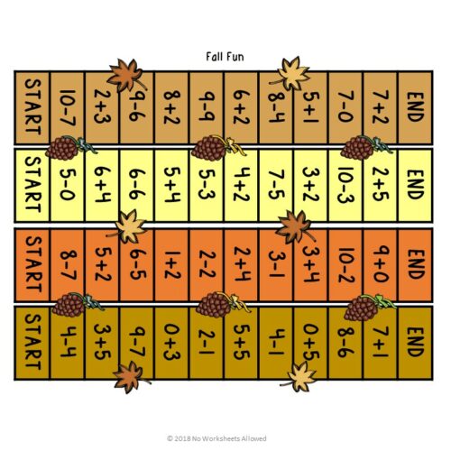 Fall Addition and Subtraction to 10 Games - Made By Teachers