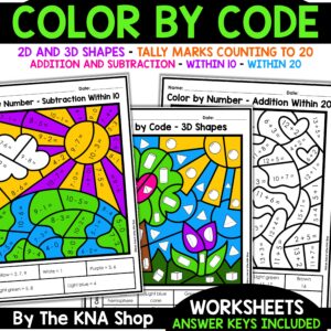 Color by Number Addition and Subtraction Shapes - Made By Teachers