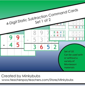 Math Static Subtraction Task Cards Set of 10 - Made By Teachers