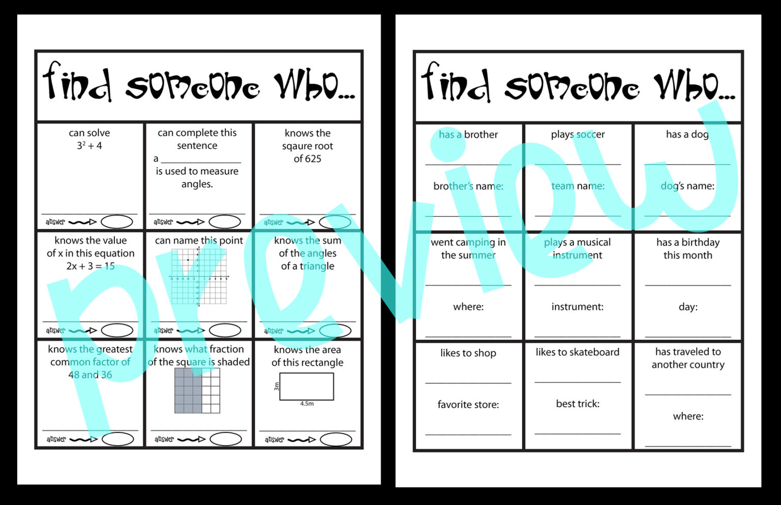 First Day of School Middle School Math Ice Breaker - Made By Teachers