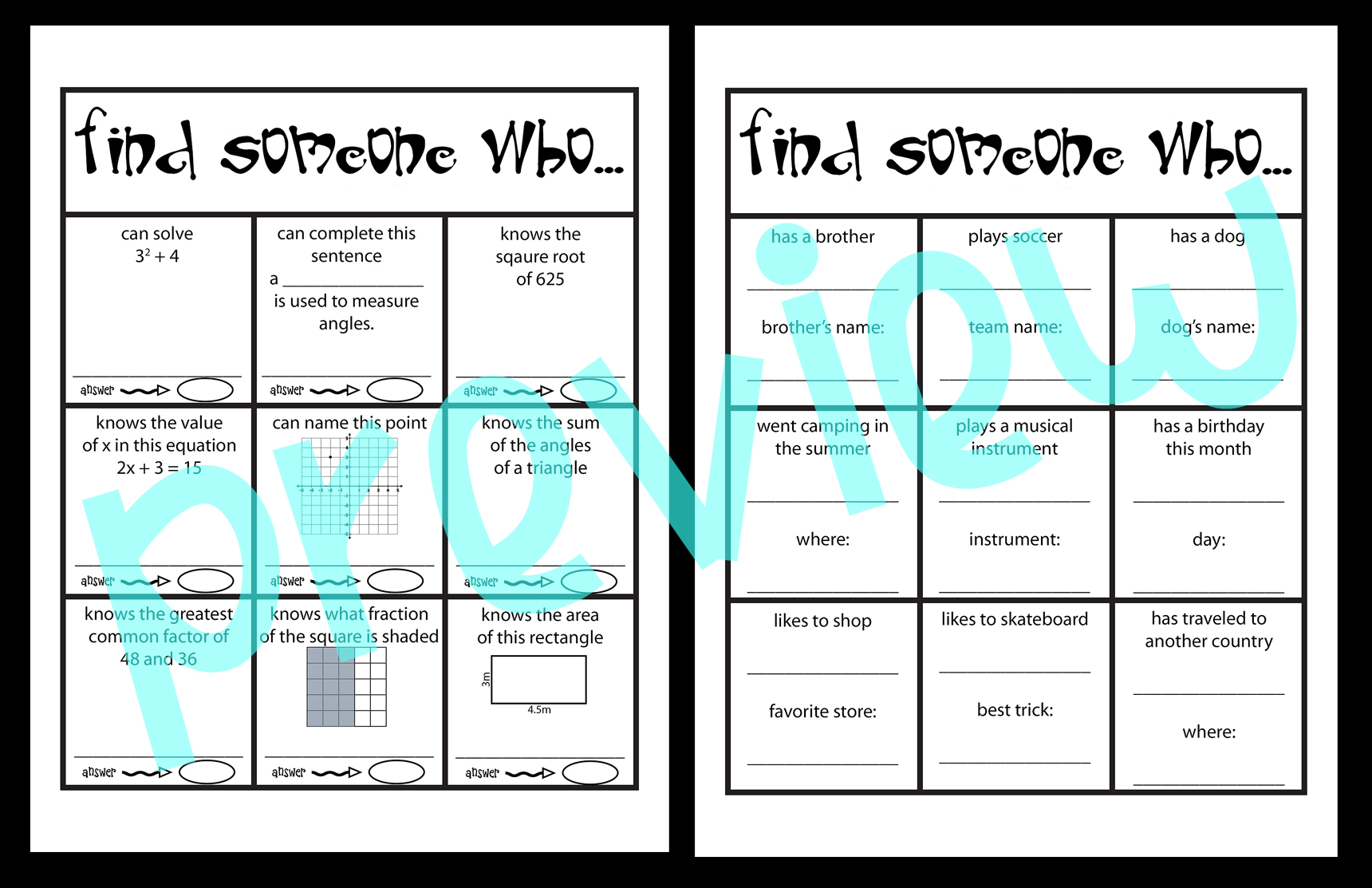 First Day of School Middle School Math Ice Breaker - Made By Teachers