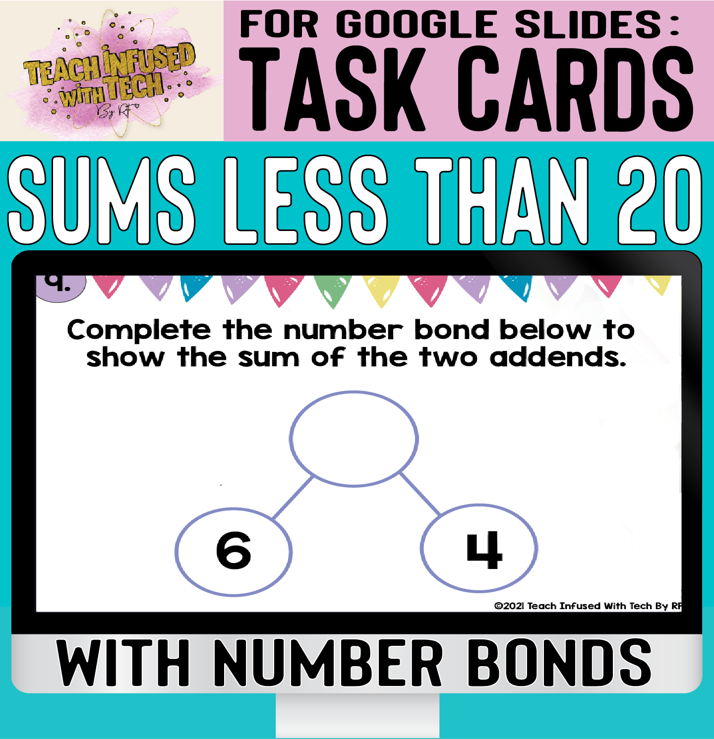 FREEBIE! Digital Task Cards on Sums Less than 20 | Made By Teachers