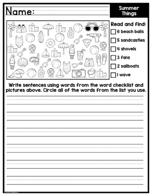 Read, Find, Write Summer - Writing center activity | Made By Teachers
